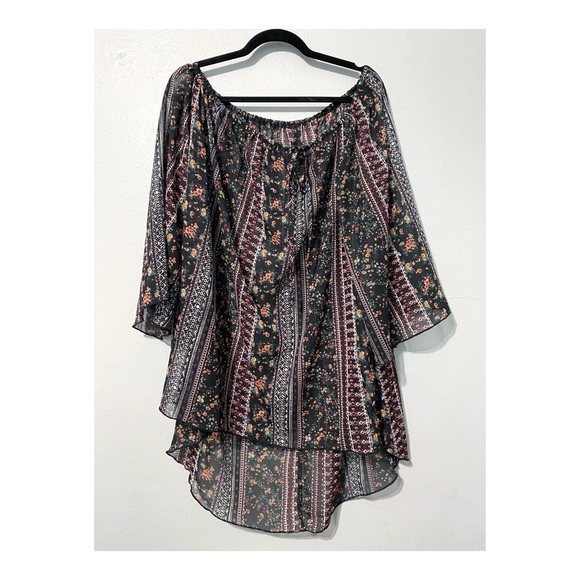 SHEIN | Tops | Shein Boho Off The Shoulder Sheer Top Xl | Poshmark